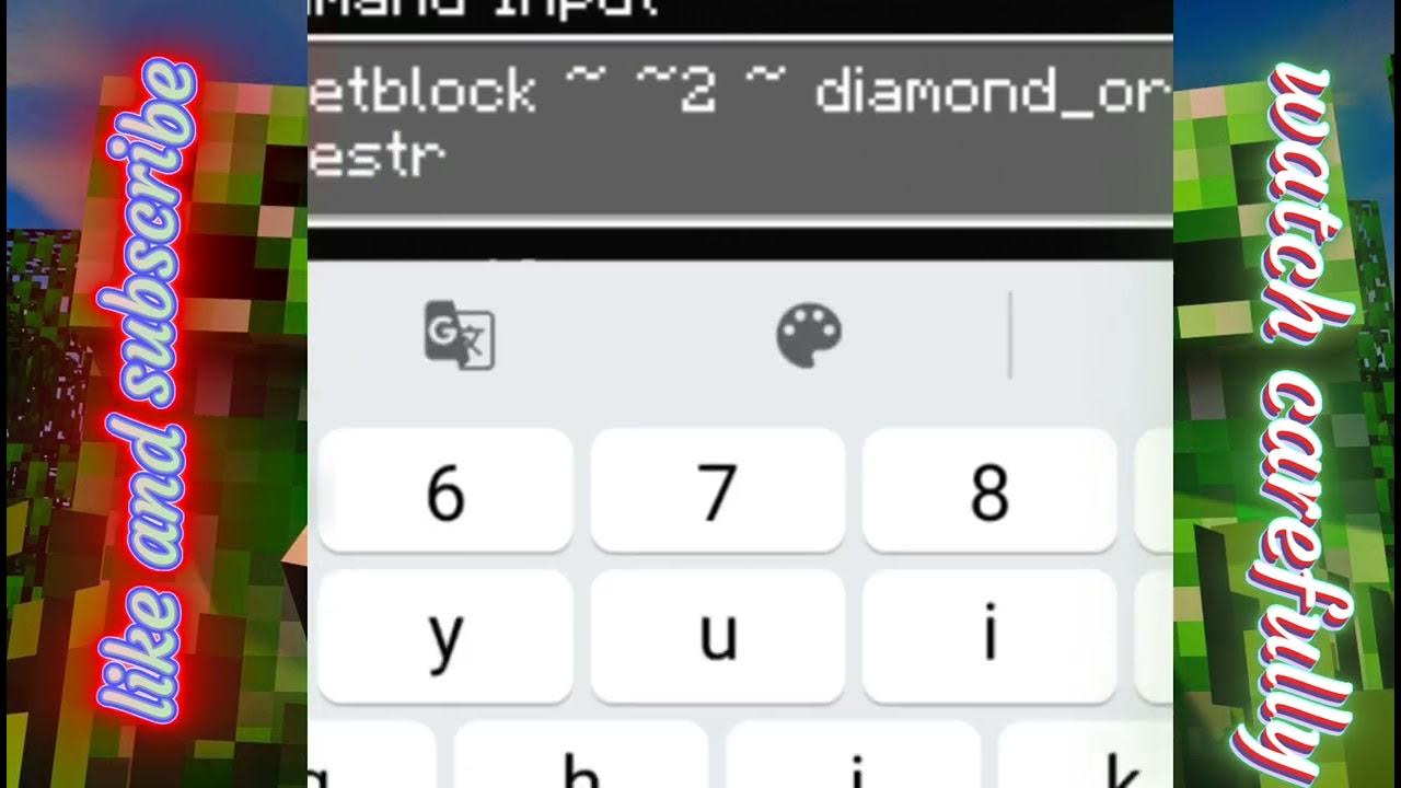 How to get unlimited diamond in Minecraft command = /setblock ~ ~2 ...