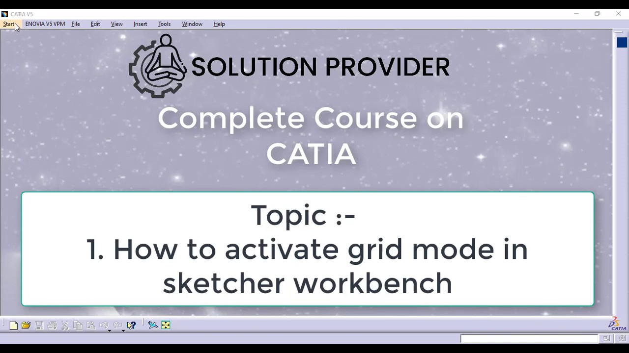 CATIA- How to activate grid mode on Sketcher workbench - YouTube