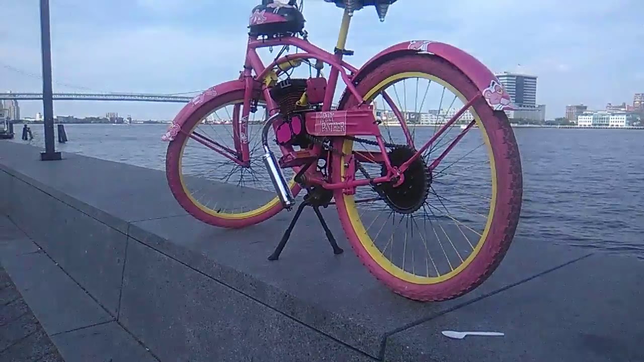 Motorized bicycle (Pink Panther first time in history - YouTube