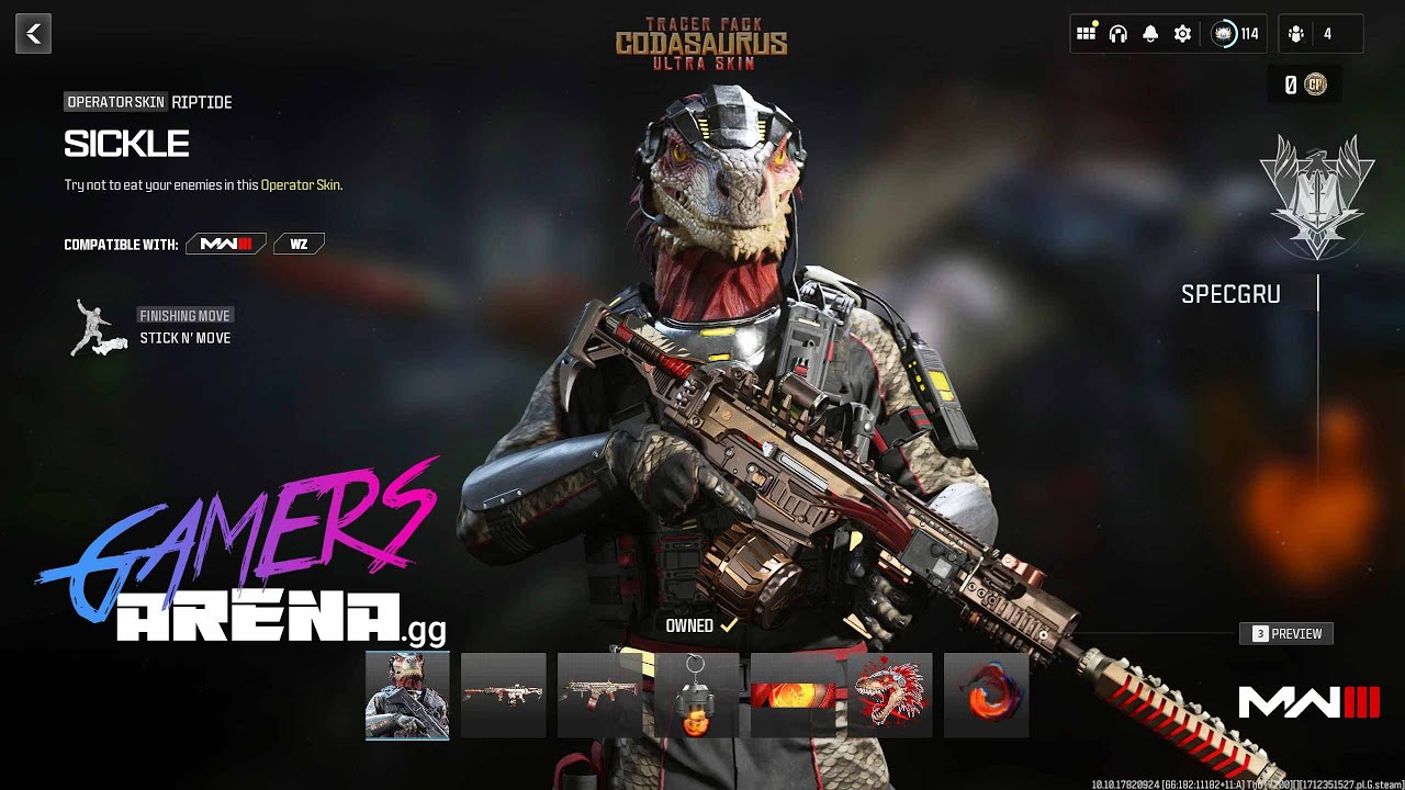 NEW UNRELEASED! COD MW3 CODASAURUS Riptide Operator Skin Hard Unlocked ...