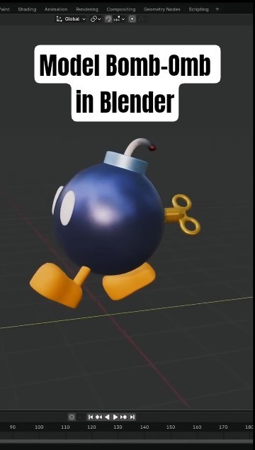Blender Bomb-Omb #blender #blenderforbegginer #blendertutorial #blender3dmodeling #modeling #b3d ...