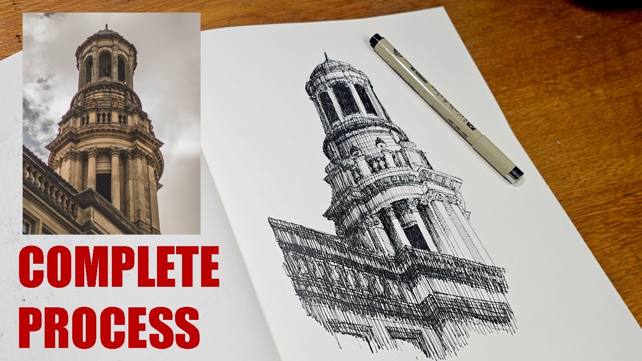 How to Sketch Buildings - Complete Process - YouTube