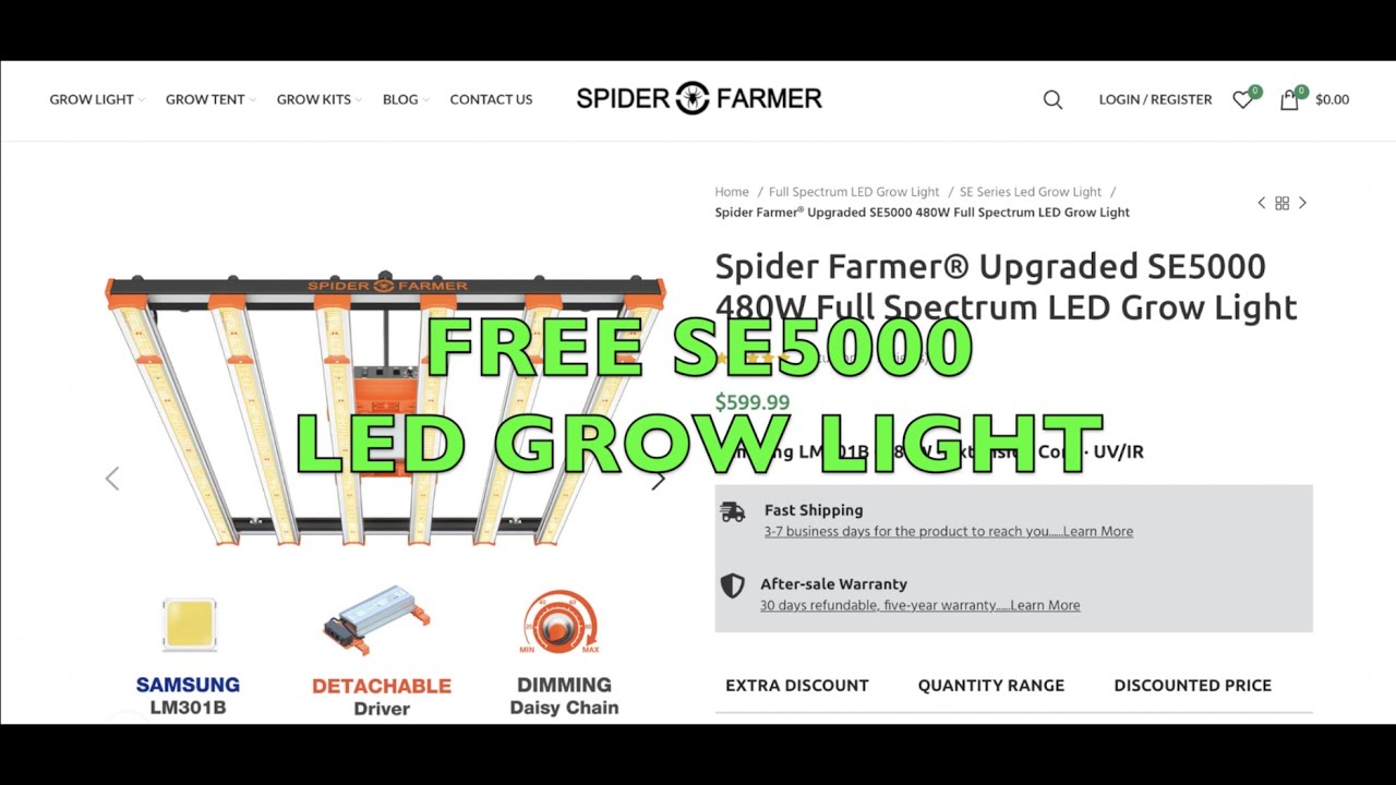 Spider Farmer SE5000 LED Grow Light Giveaway - Hygrohybrid - YouTube