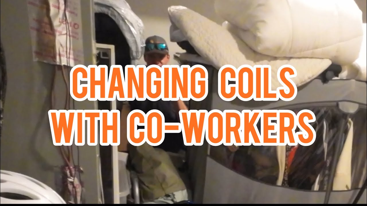 Trane evaporator coil replacement with co-worker - YouTube