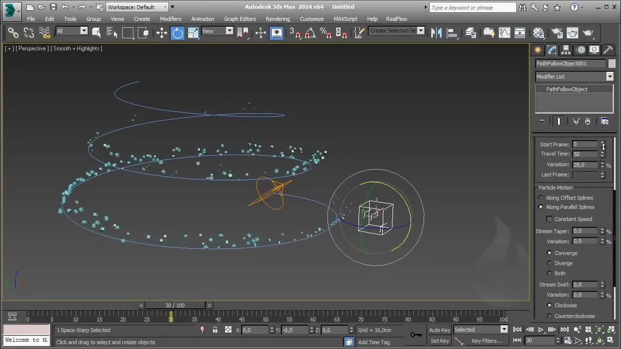 Video Corso Autodesk 3DS Max Particles 101 - Path Follow Space Warp - YouTube