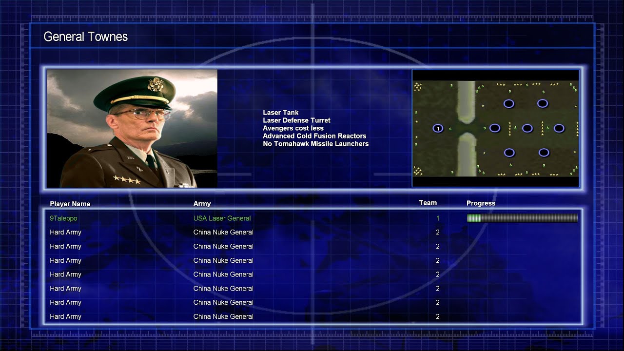 USA Laser vs China Nuke C&C Generals Zero Hour 1 vs 7 Hard armies ...