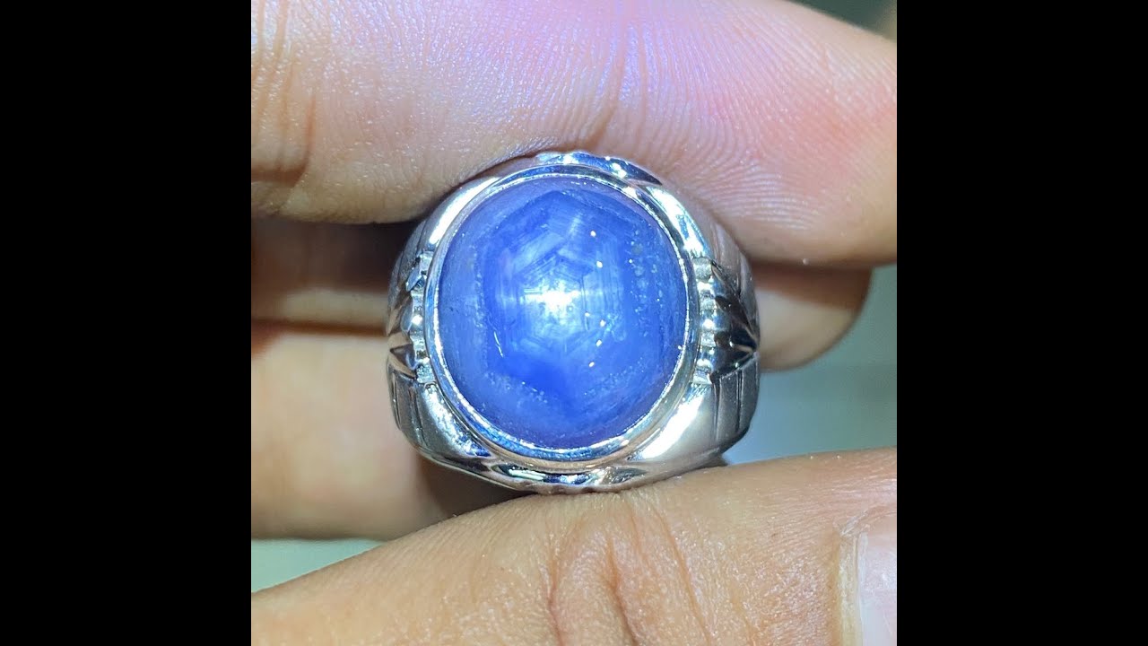 Natural 19.31ct Batu Star Blue Sapphire Myanmar Burma Cincin Perak ...
