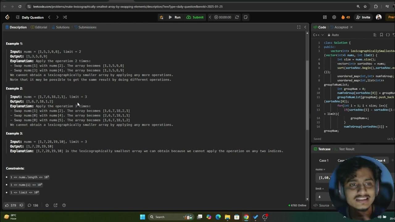 2948. Make Lexicographically Smallest Array by Swapping Elements - YouTube