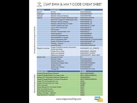 SAP EWM MM tcode list - YouTube