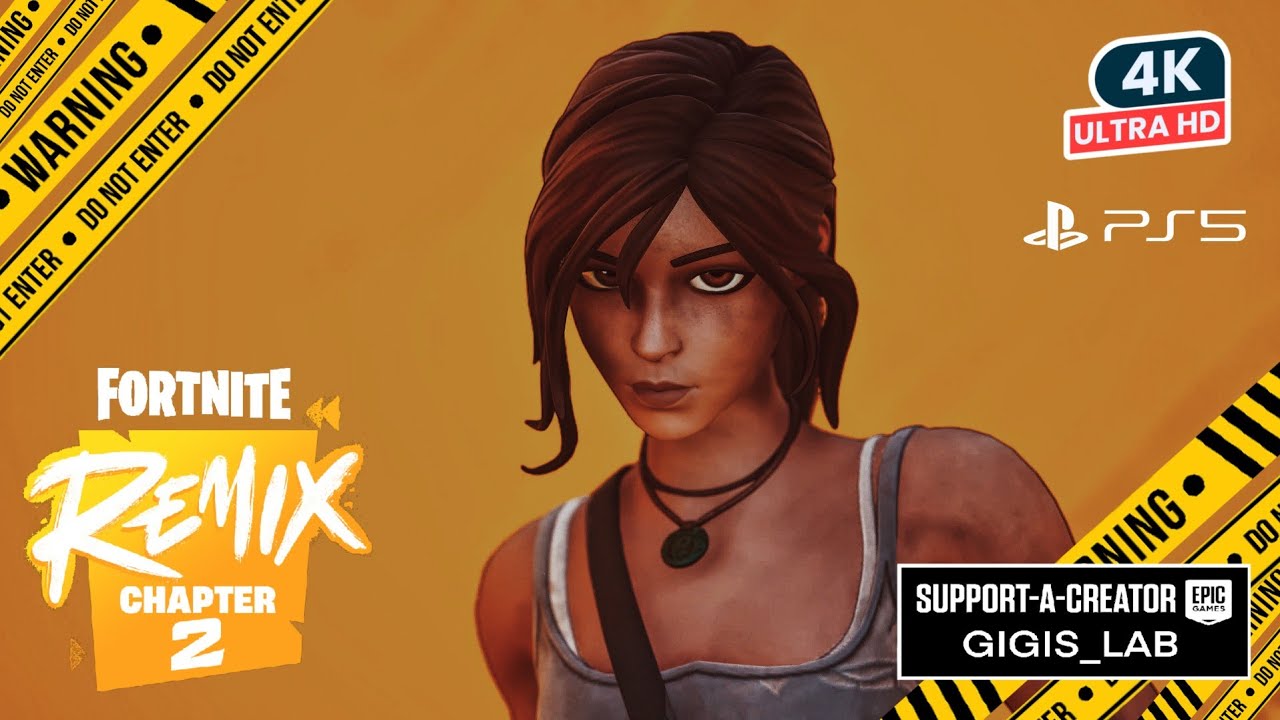 FORTNITE Chapter 2 REMIX LARA CROFT Skin Showcase PS5 Gameplay Review ...