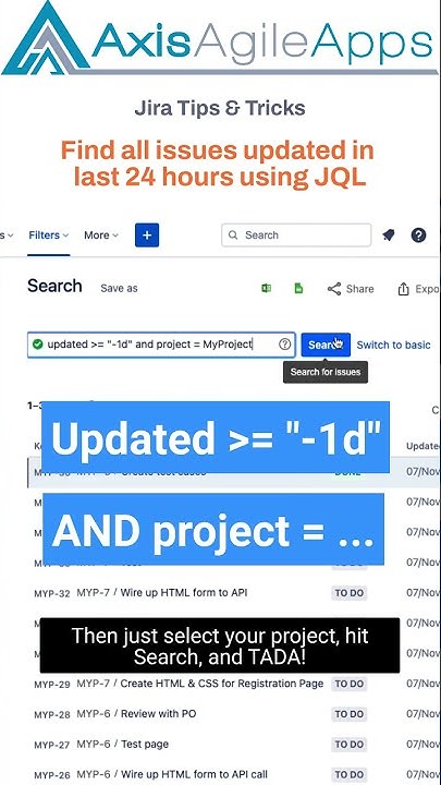JQL: Find all issues updated in the last 24 hours #shorts - YouTube