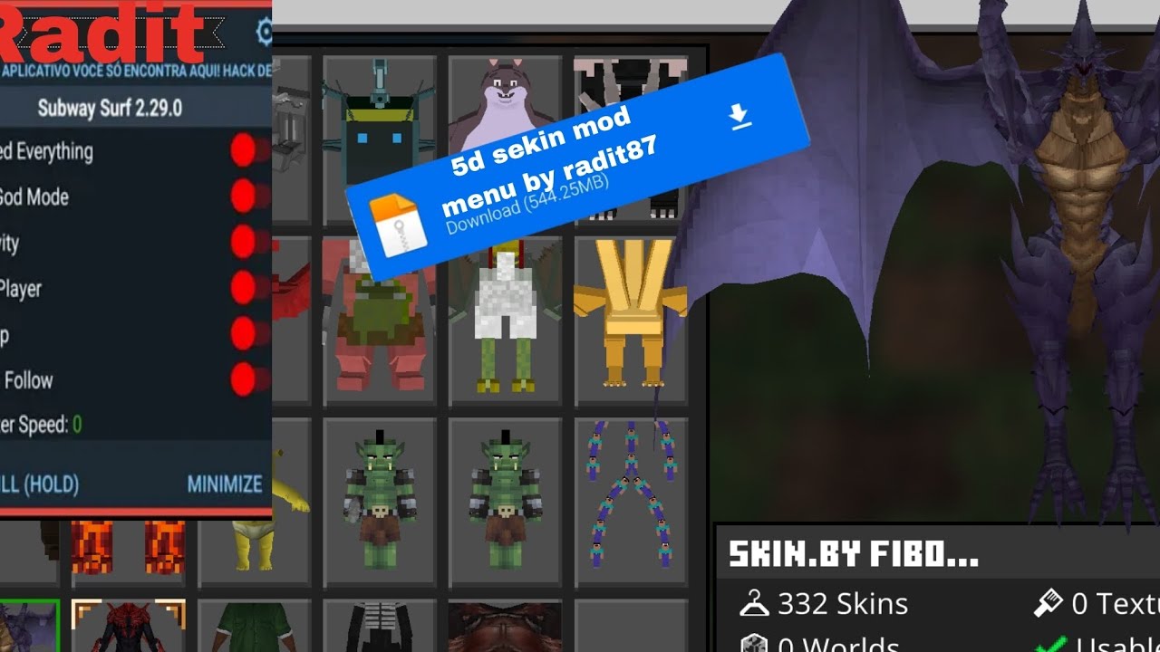 skin pack 5d mod menu cartoon #skinpack #minecraft 1.19.63 - YouTube