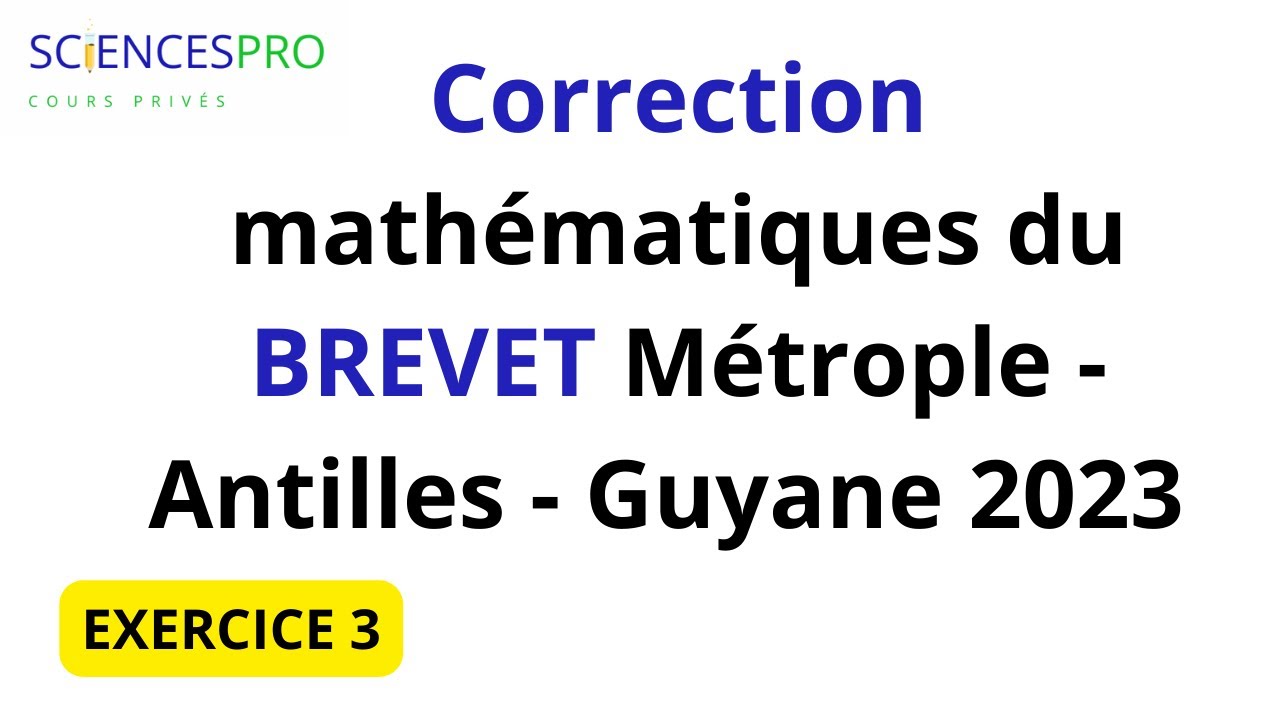 BREVET 2023 QCM Maths Exercice 3 | Métropole Antilles Guyane - #brevet ...