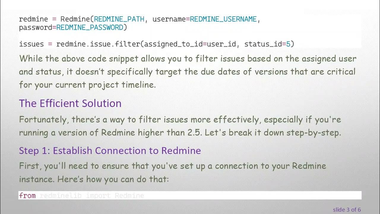 How to Filter Issues by Version Due Date in Redmine Using Python - YouTube
