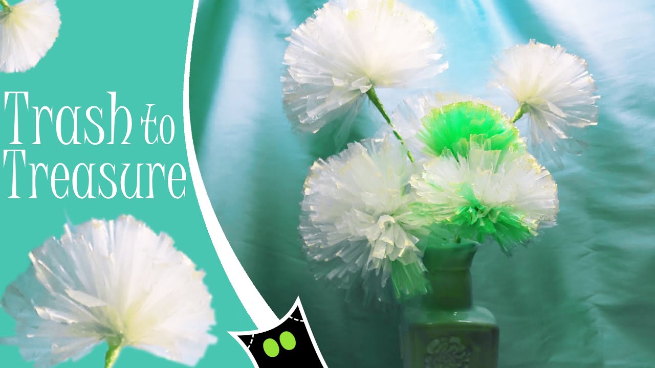 Super Easy DIY Fluffy Flowers made of plastic bag and foil # ...