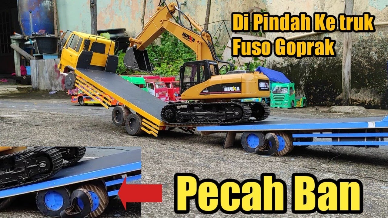 Truk perkasa DI paksa Muat Excavator Sampai Pecah ban || cerita versi ...