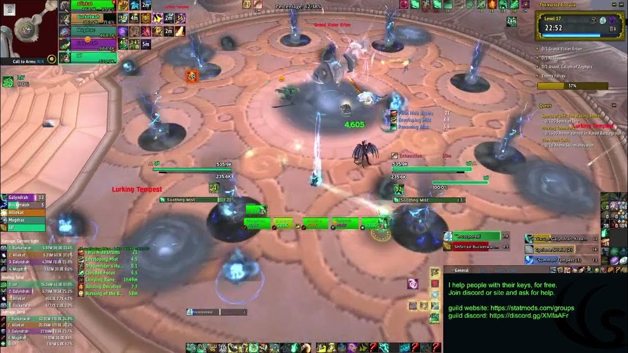 World of Warcraft Mythic Healing +17 Vortex Pinnacle - Mistweaver Monk - YouTube