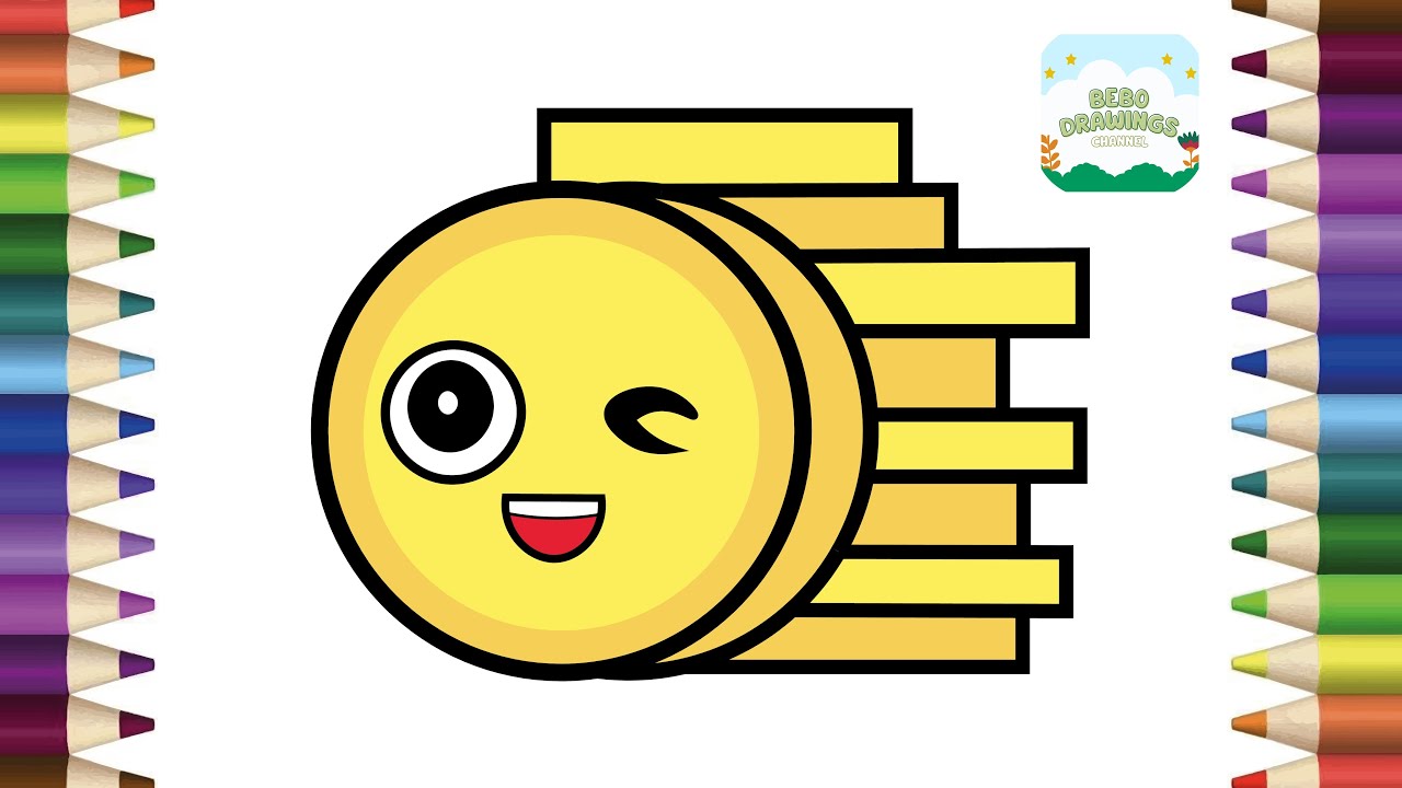 How To Draw A Cute Stack Of Gold Easy Step By Step | Gold Coins Drawing ...