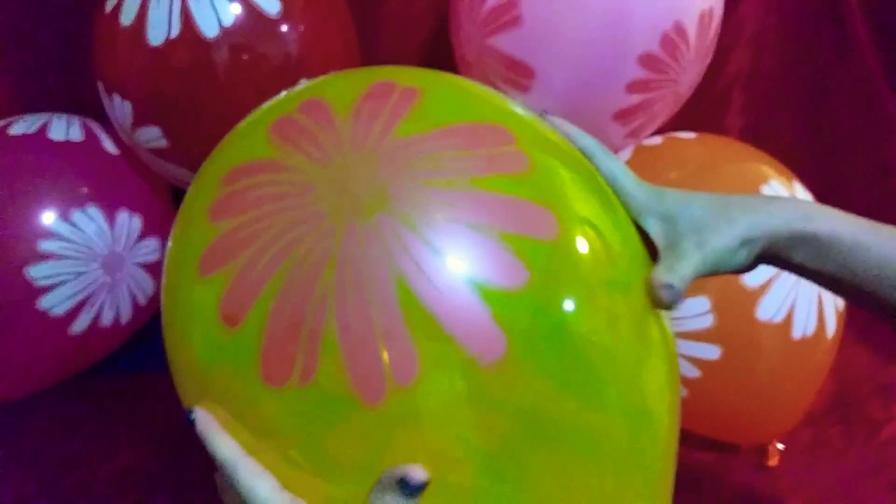 FLOWER PRINTED BALLOONS POP! - YouTube