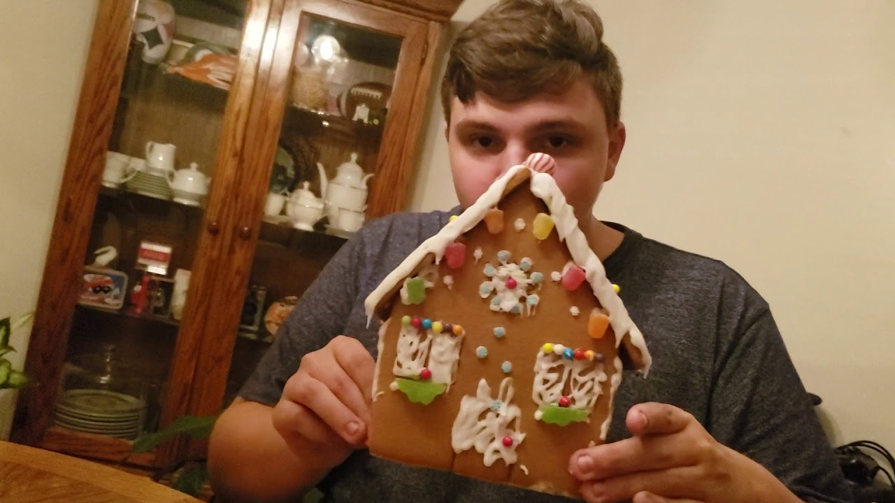 Gingerbread house destruction pt.1 - YouTube