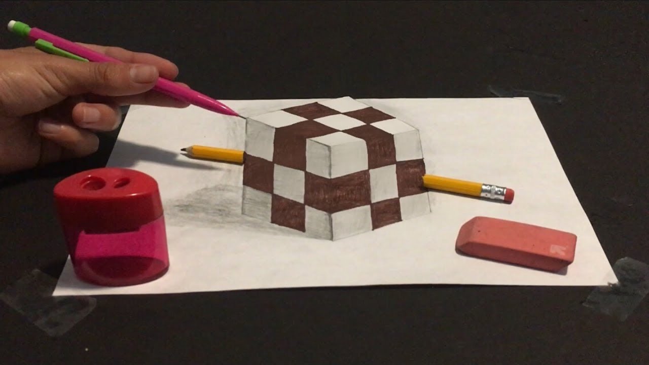 How To Draw 3D Realistic Cube - YouTube