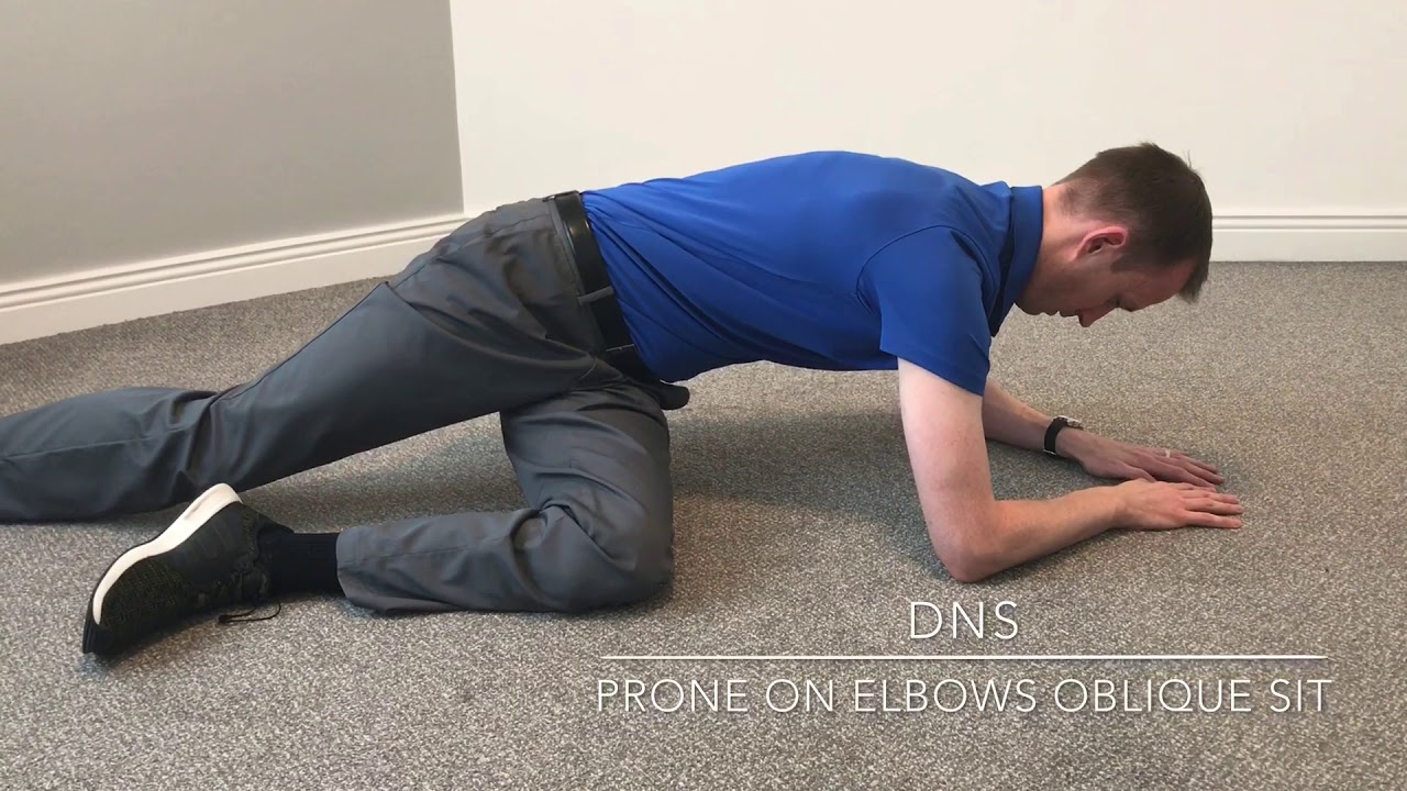 DNS Prone on Elbows Oblique Sit - YouTube