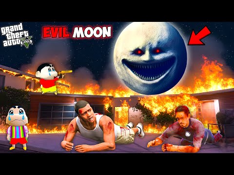 The Moon Wakes up in GTA 5 | Franklin And Shinchan