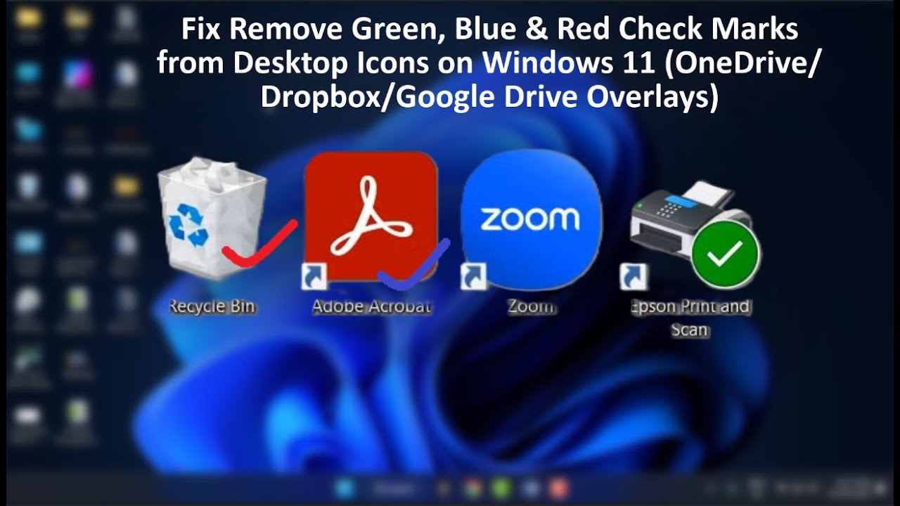 How to Remove Green, Blue & Red Check Marks from Desktop Icons on ...