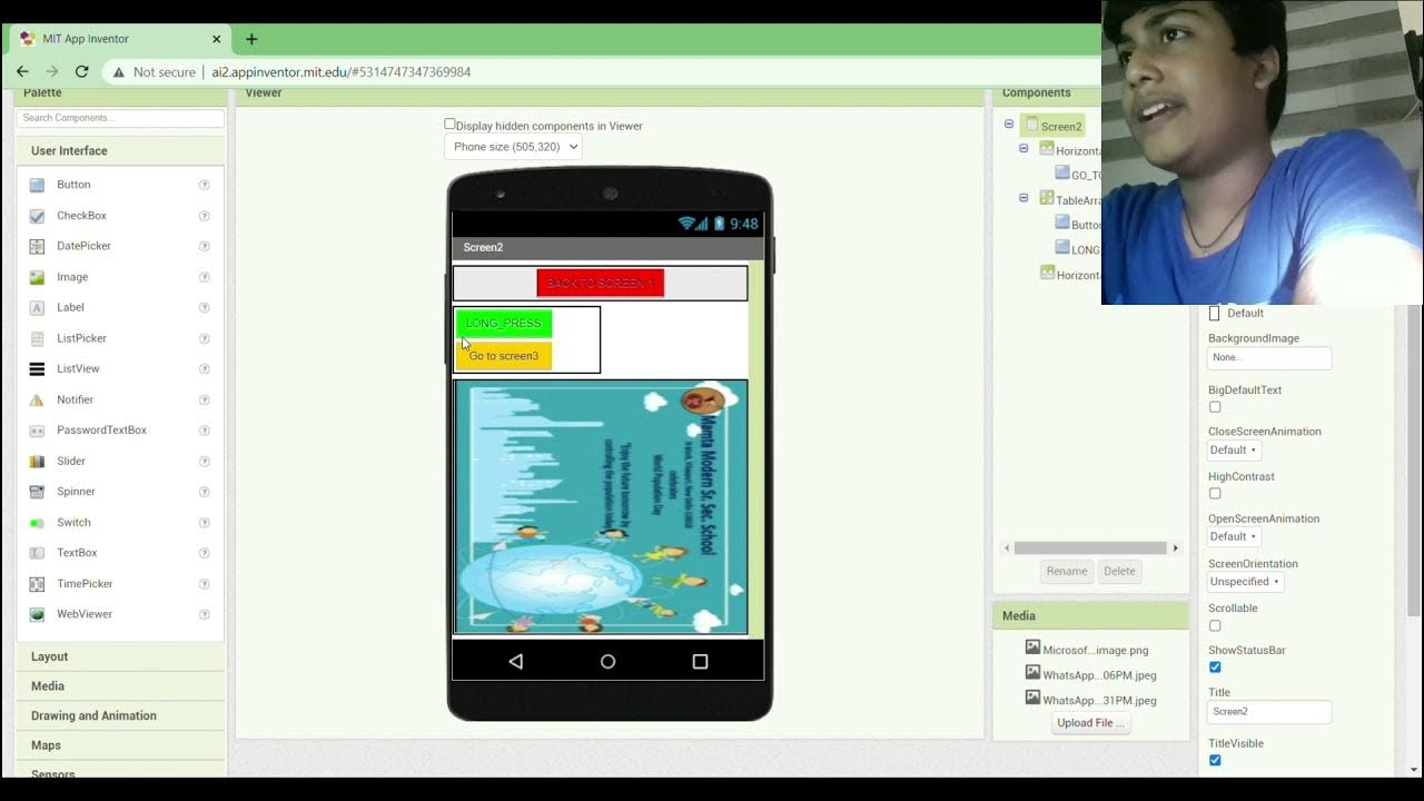 MIT App Inventor | Coding of Multiscreen apps, sharing app,Long Press ...