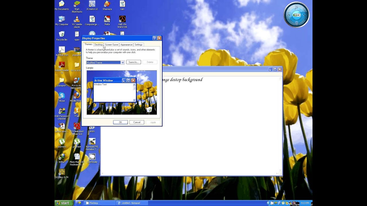 how to change desktop background on windows xp - YouTube