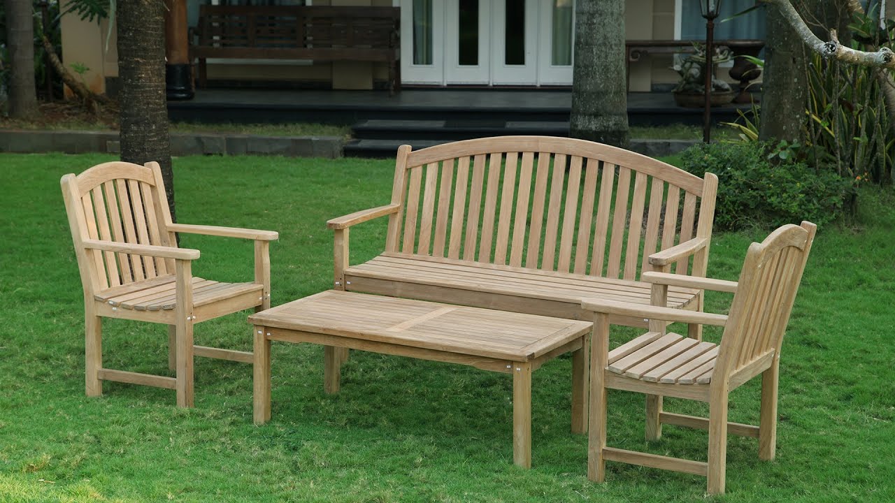 Teak Bow Back Bench from Qirana Furniture. - YouTube