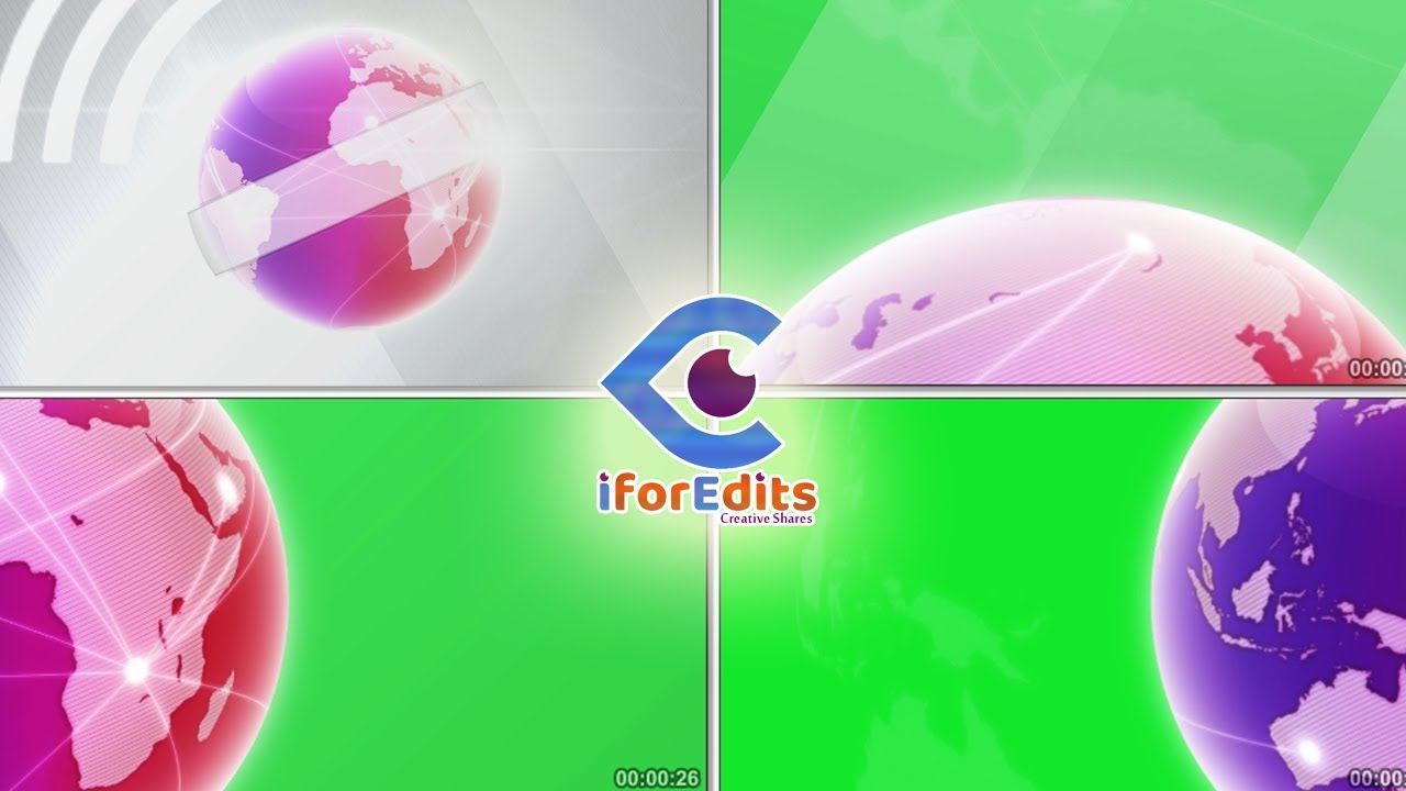 4 Types of Globe Animation with Titles Options with Green Screen | FREE ...