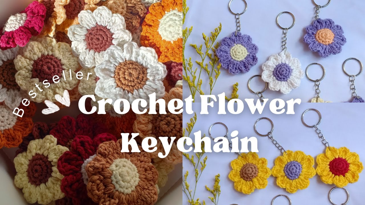 Bestseller Crochet Keychain Flower. Tutorial |Cute Crochet Flowers ...