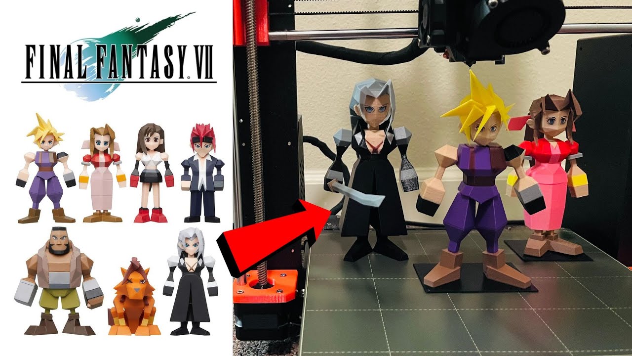3D Printed Final Fantasy VII Polygon Figures - YouTube