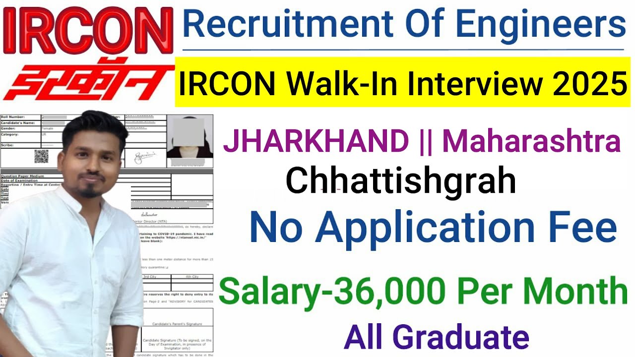 IRCON Recruitment for Various Post 2025|| Jharkhand IRCON Engineer Walk ...