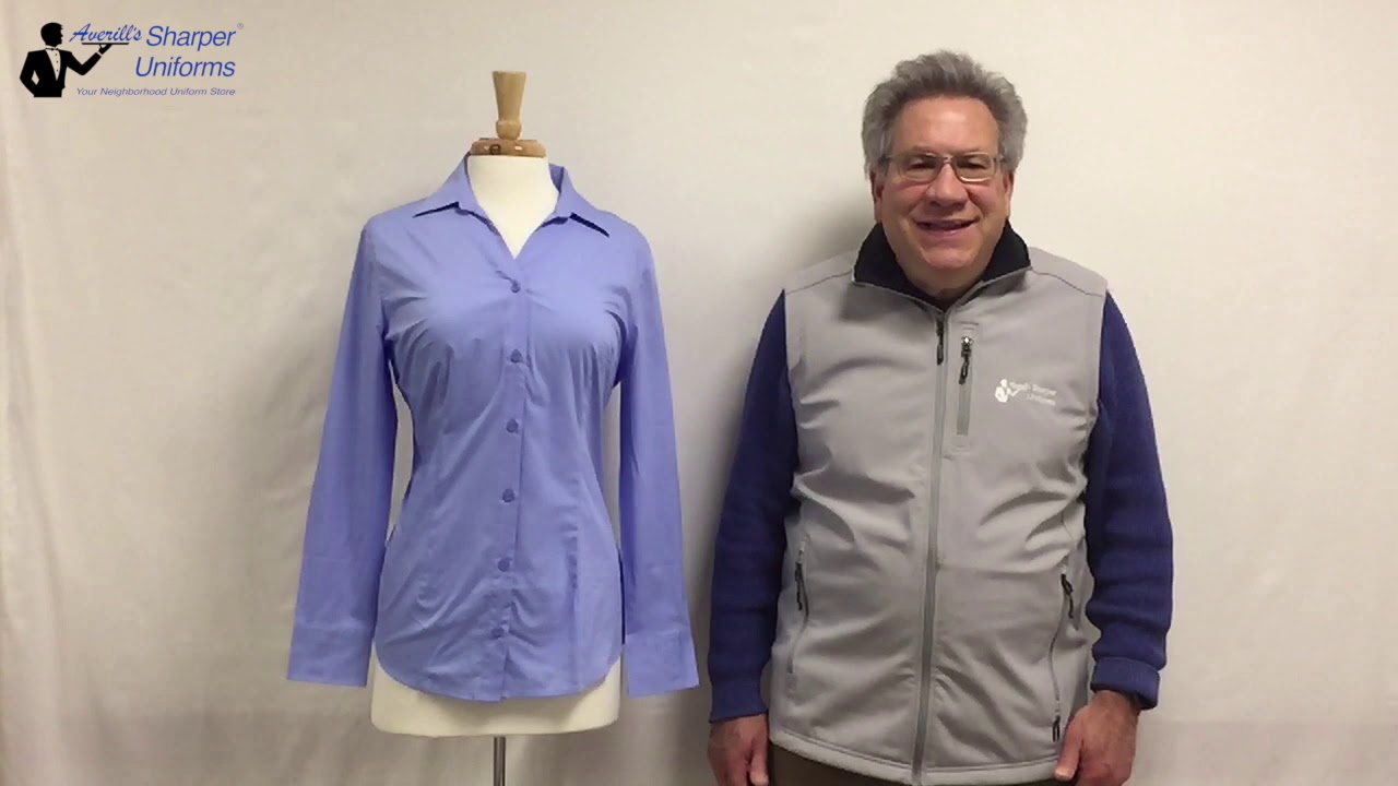 Ladies’ Tailored Long-Sleeve V-Neck Restaurant Blouse - YouTube