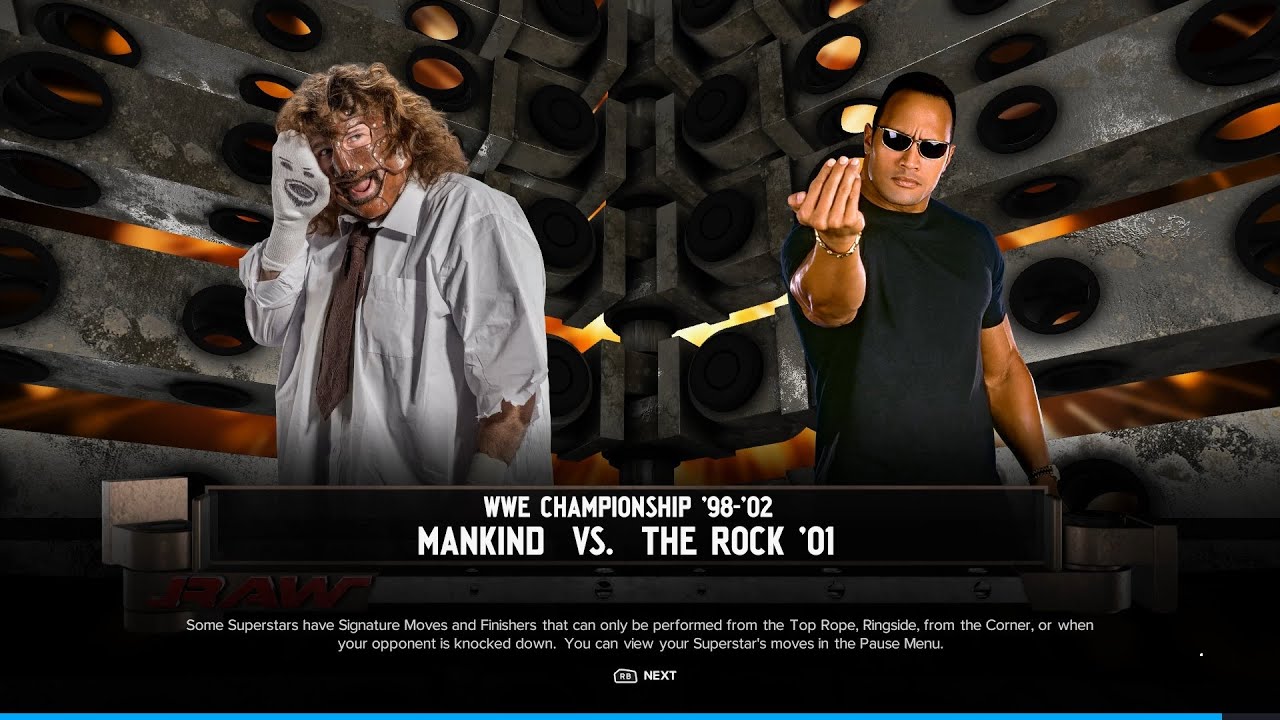WWE 2K24 MANKIND VS THE ROCK - YouTube