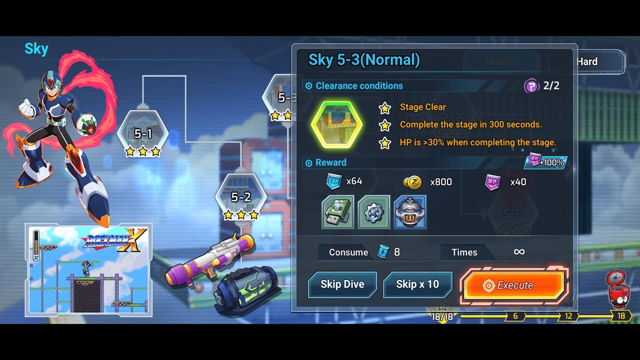 Mega Man X DiVE MOBILE - Sky 5-3 (Normal) Deep Elements (2/2) - YouTube