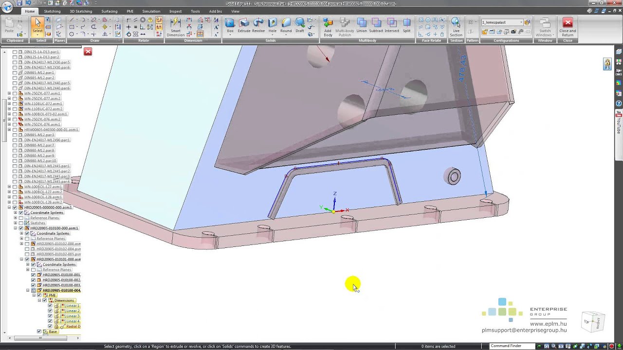 Solid Edge ST7 - Lemezalkatrész modellezés - YouTube