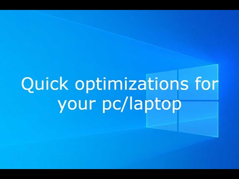 Quick Optimizations for pc/laptop, windows 10/11 - YouTube