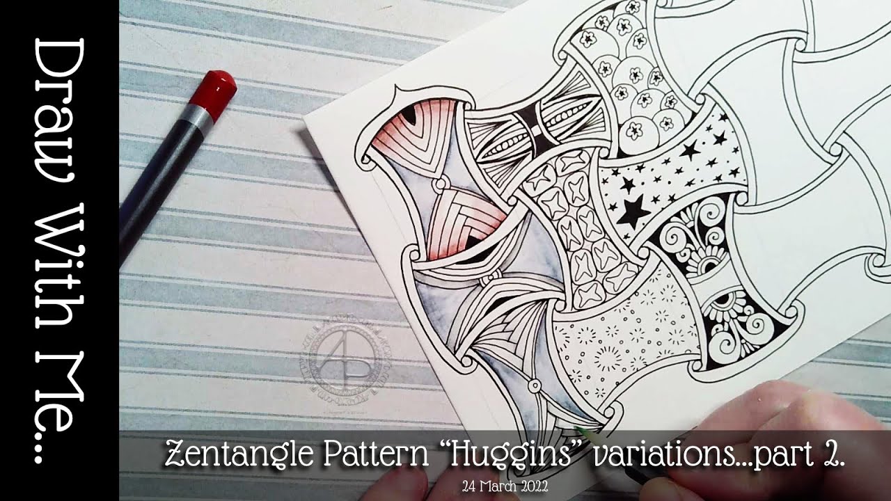 Draw With Me | Zentangle Pattern "Huggins" variations part 2 - YouTube