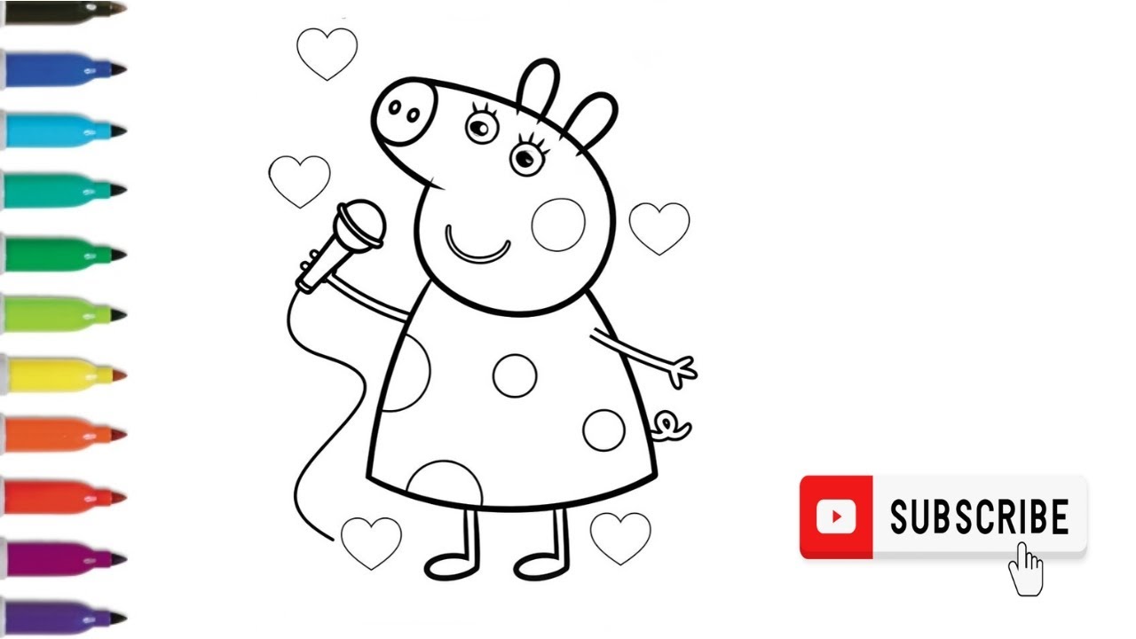 How To Draw Peppa pig Singing | Drawing Easy Drawing colouring Art ...