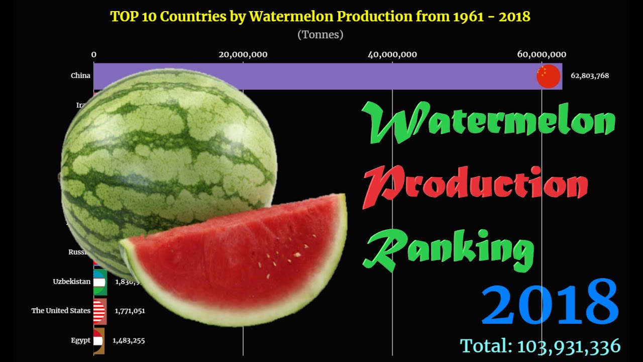 Watermelon Production Ranking | TOP 10 Country from 1961 to 2018 - YouTube