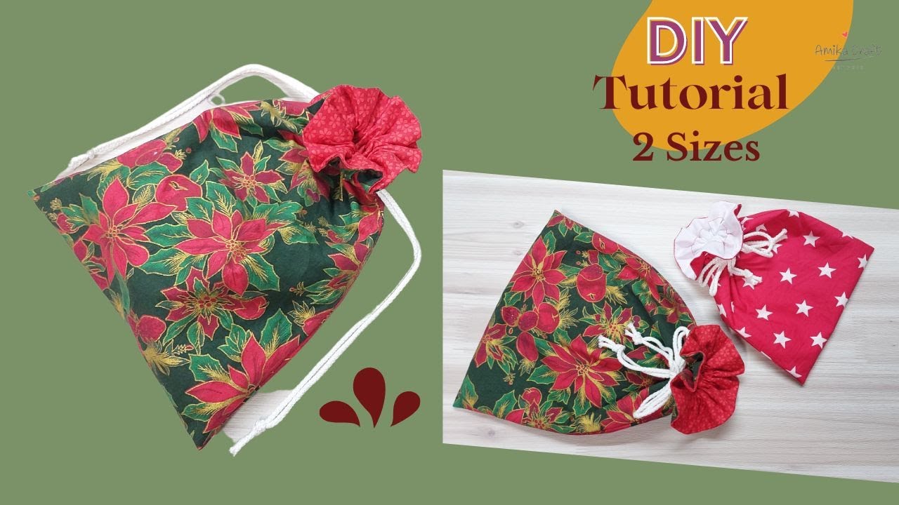 Drawstring bag – 2 sizes, Easy, Sewing Tutorial, Gift Ideas - YouTube