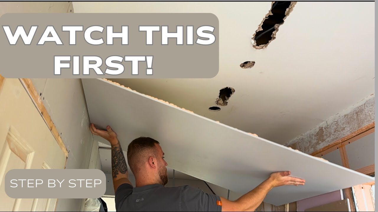 How To EASILY Plasterboard A Ceiling | DIY Step by Step - YouTube