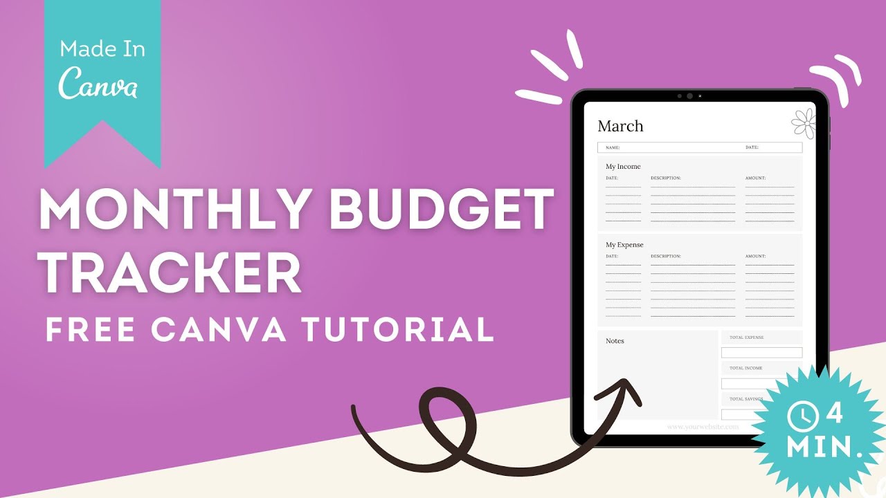 MONTHLY BUDGET TRACKER | Make & Sell Free Printables with Canva - YouTube