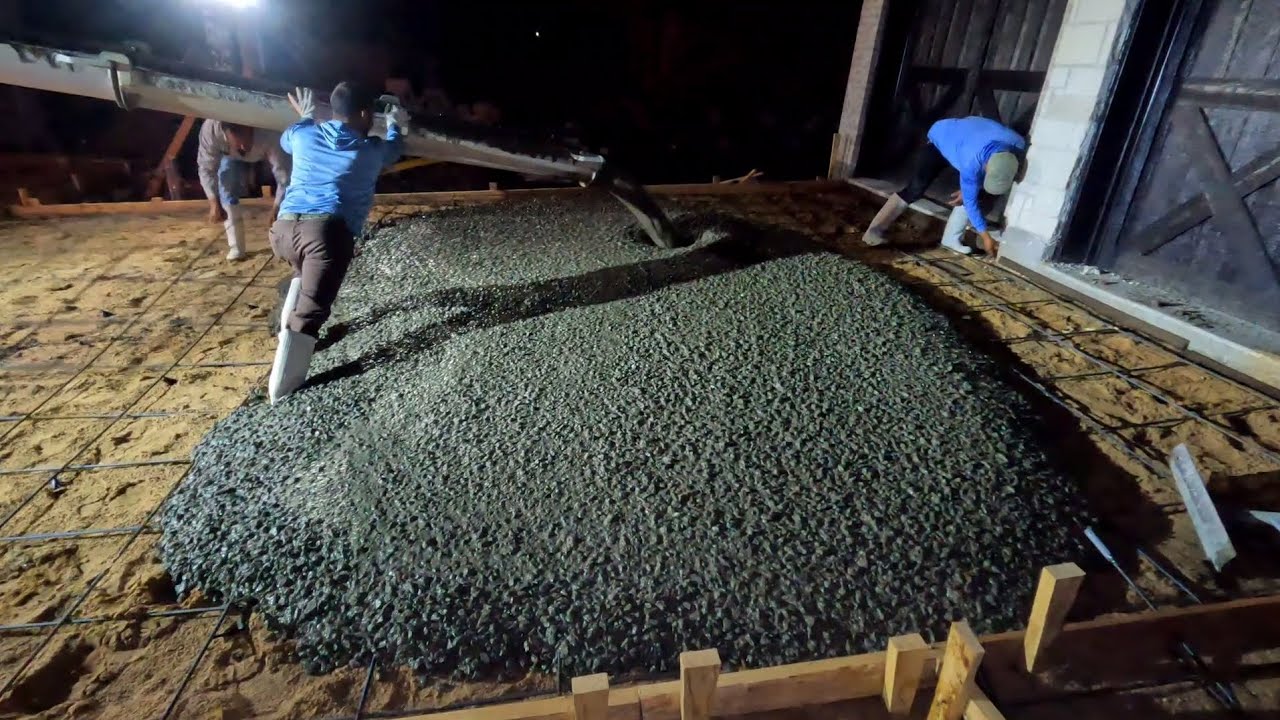 Full load of Concrete offloading on a half a million dollar Driveway in ...