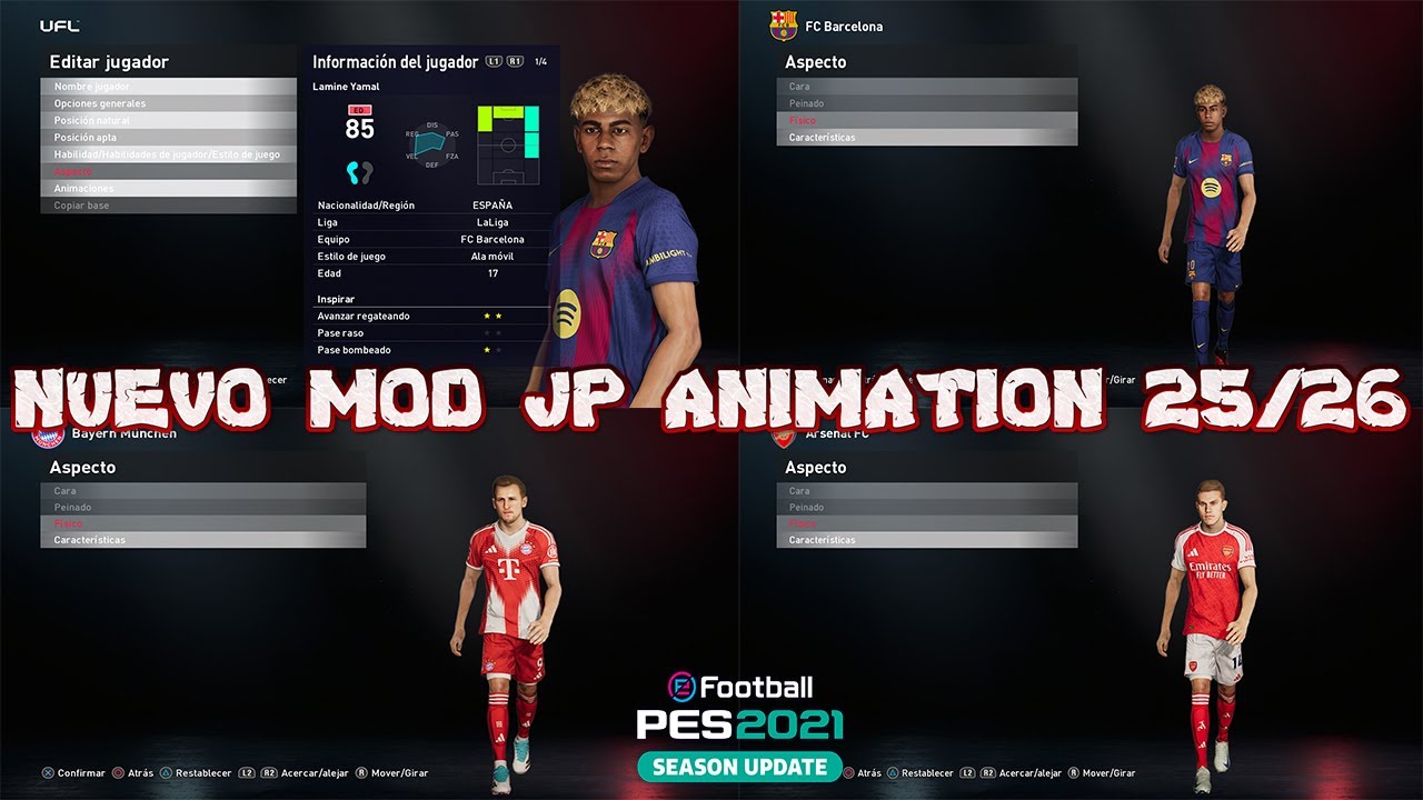 NUEVO MOD JP ANIMATION 25/26 - PES 2021 PC - YouTube