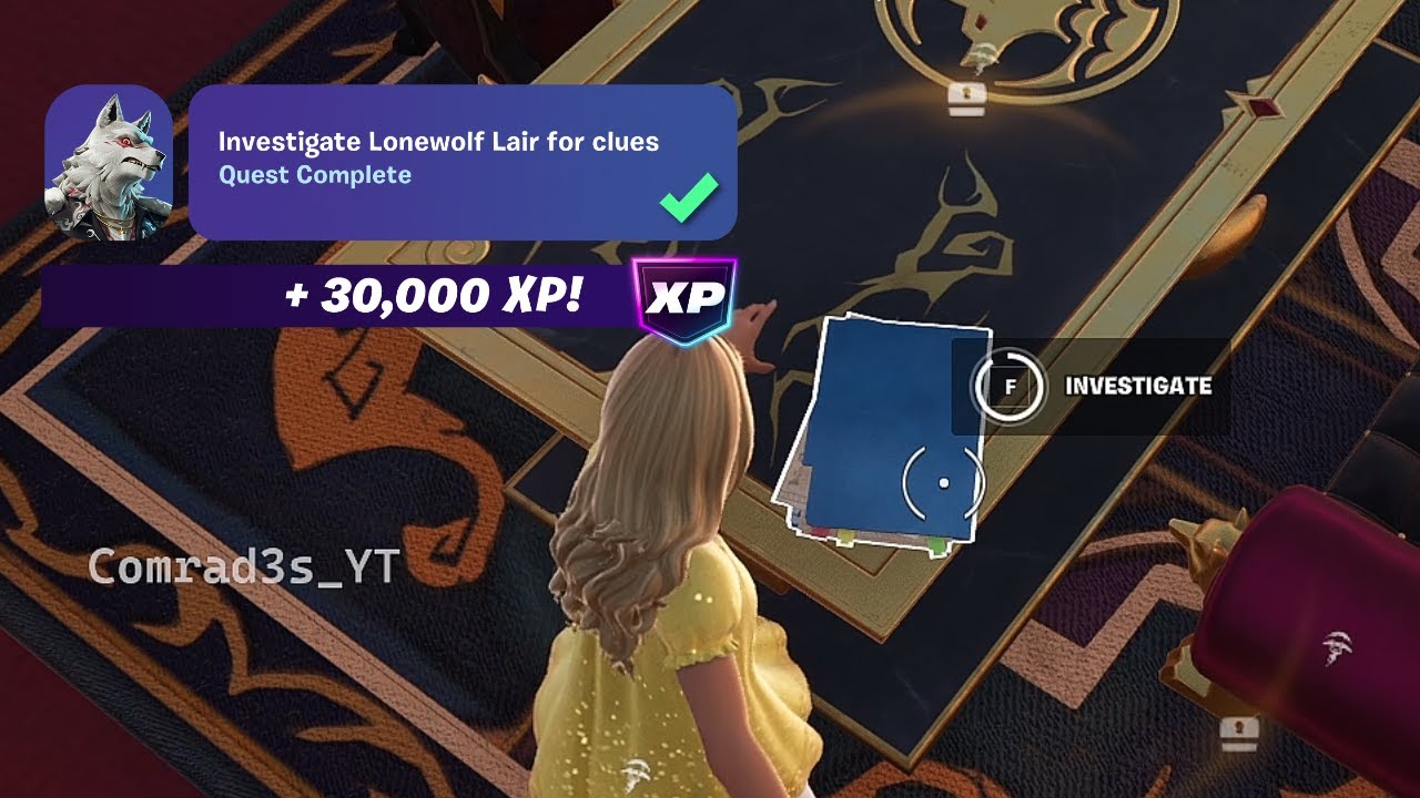 Investigate Lonewolf Lair for clues Fortnite - YouTube