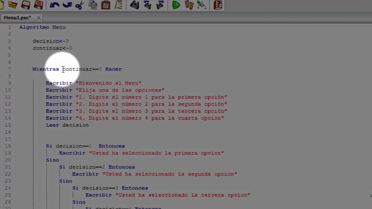 Bloques De Repeticion: Creando Un Menu con PseInt - YouTube